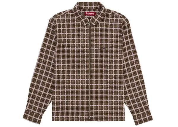 Supreme Metallic Plaid Zip Up Shirt - Multicolor