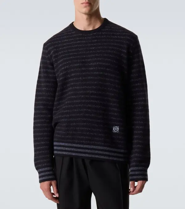 Loewe Anagram Striped Wool Sweater