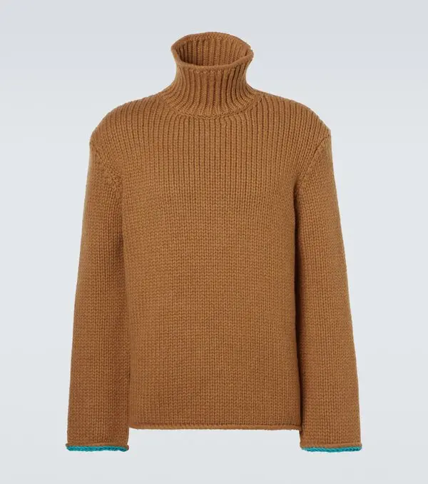 Loewe Tan Wool Turtleneck Sweater - Brown