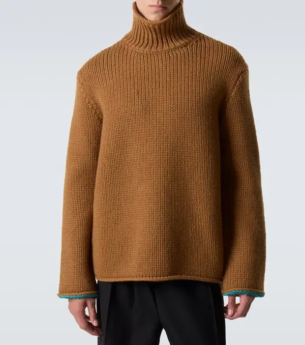 Loewe Tan Wool Turtleneck Sweater - Brown