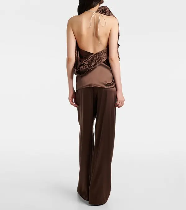 Dries Van Noten Asymmetric Draped Silk-blend Satin Top