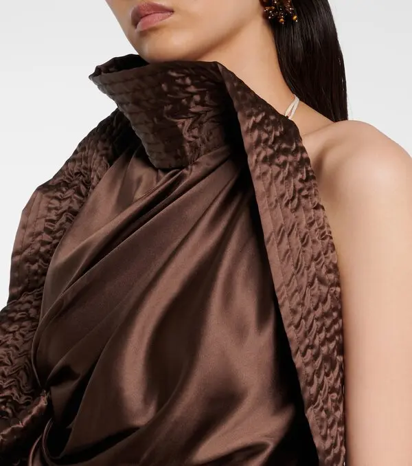 Dries Van Noten Asymmetric Draped Silk-blend Satin Top