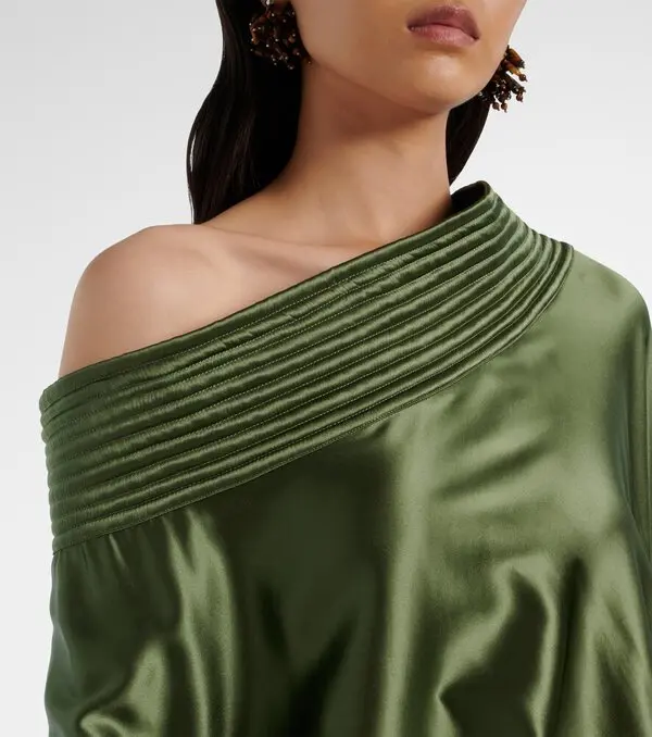 Dries Van Noten Asymmetric Draped Silk-blend Satin Top