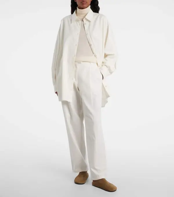 THE ROW Neriah Cotton And Cashmere Straight Pants