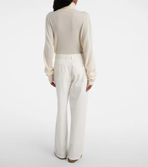 THE ROW Neriah Cotton And Cashmere Straight Leg Pants - White