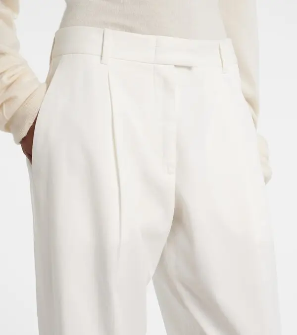 THE ROW Neriah Cotton And Cashmere Straight Leg Pants - White