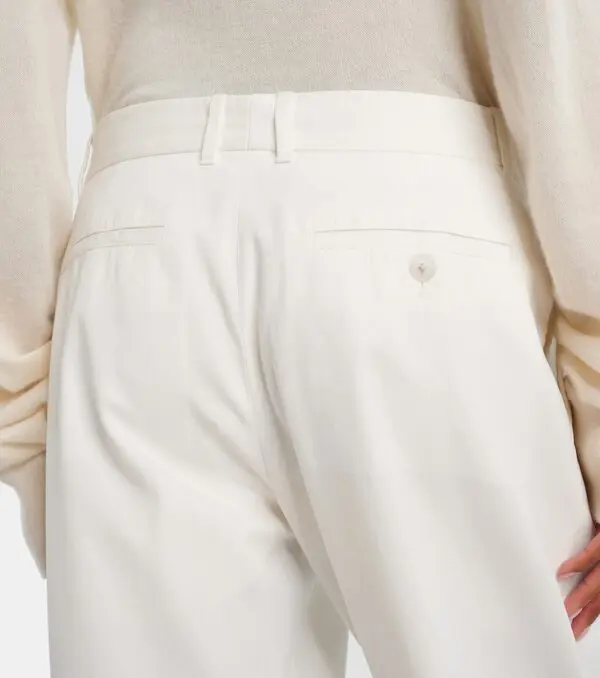THE ROW Neriah Cotton And Cashmere Straight Leg Pants - White
