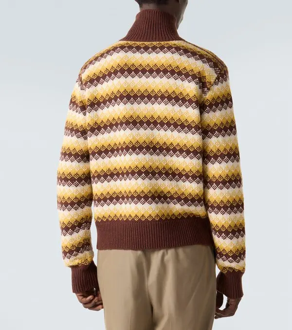 Auralee Cashmere And Wool Jacquard Cardigan