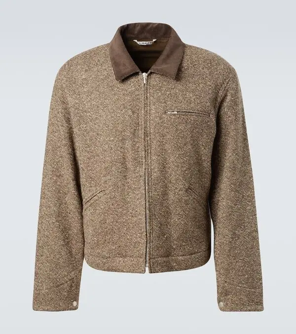 Auralee Corduroy-trimmed Wool Tweed Blouson Jacket