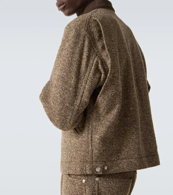 Auralee Corduroy-trimmed Wool Tweed Blouson Jacket