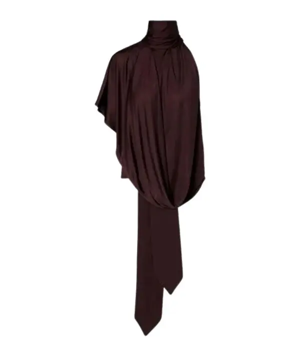 Dries Van Noten Scarf-detail Draped Satin Top - Burgundy