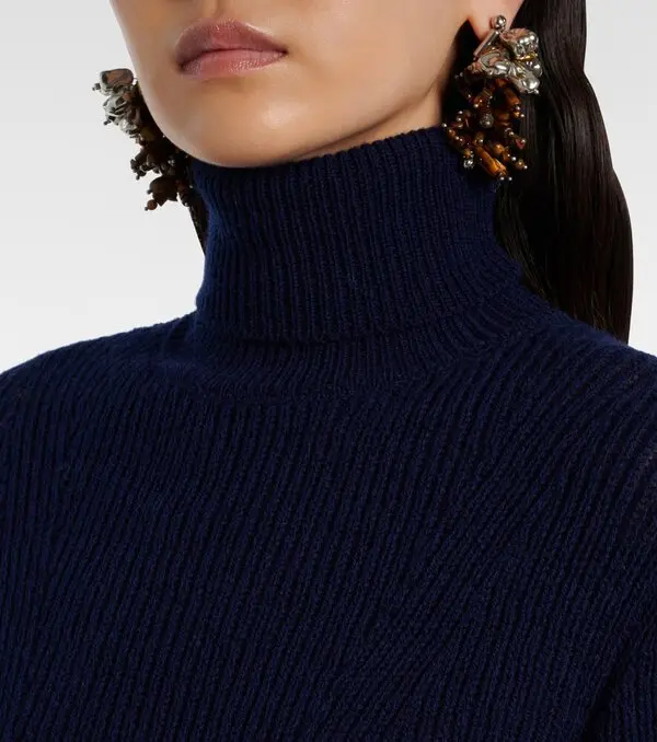 Dries Van Noten Ribbed-knit Wool Turtleneck Sweater - Blue