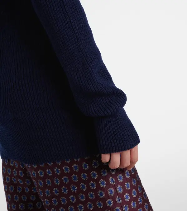 Dries Van Noten Ribbed-knit Wool Turtleneck Sweater - Blue