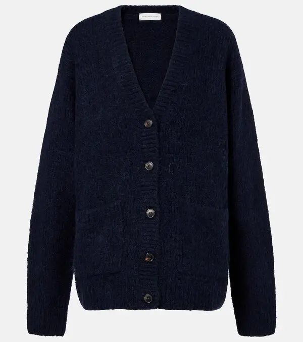 Dries Van Noten Alpaca And Wool-blend Cardigan - Blue
