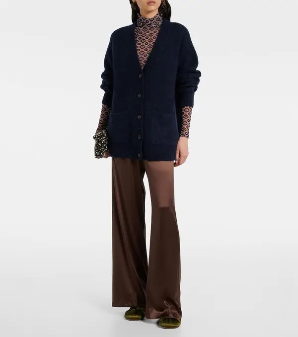 Dries Van Noten Alpaca And Wool-blend Cardigan - Blue
