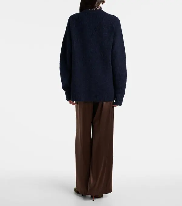 Dries Van Noten Alpaca And Wool-blend Cardigan - Blue