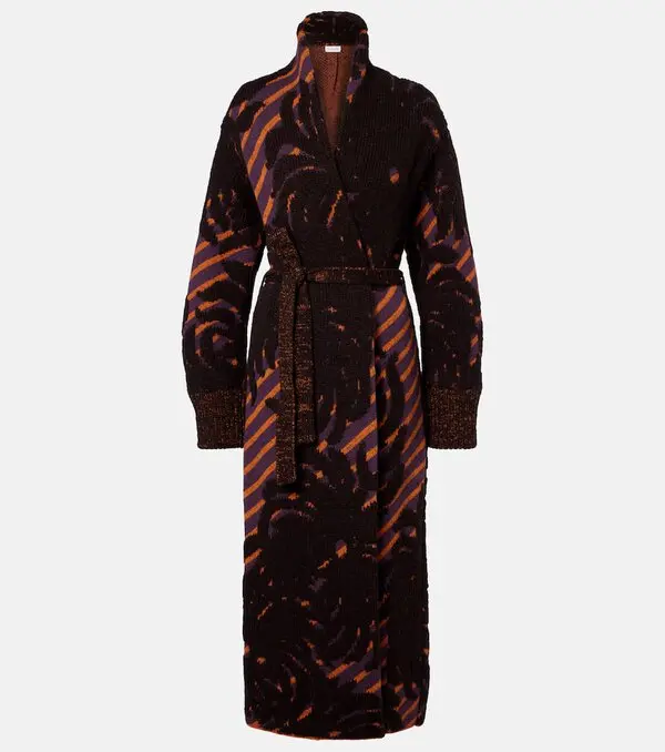 Dries Van Noten Wool And Alpaca-blend Jacquard Wrap Coat