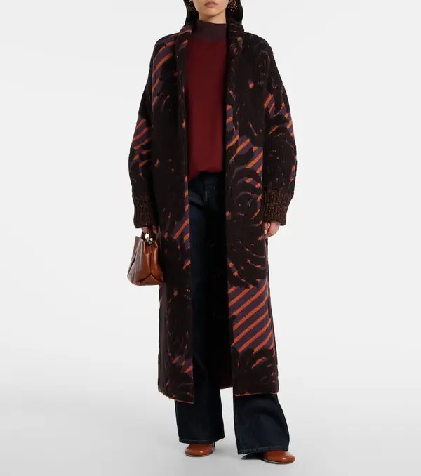 Dries Van Noten Wool And Alpaca-blend Jacquard Wrap Coat