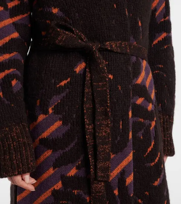 Dries Van Noten Wool And Alpaca-blend Jacquard Wrap Coat