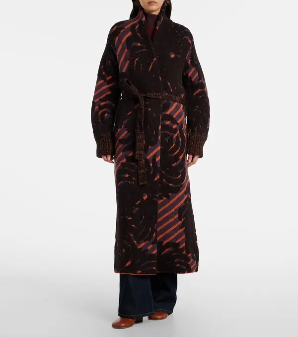 Dries Van Noten Wool And Alpaca-blend Jacquard Wrap Coat