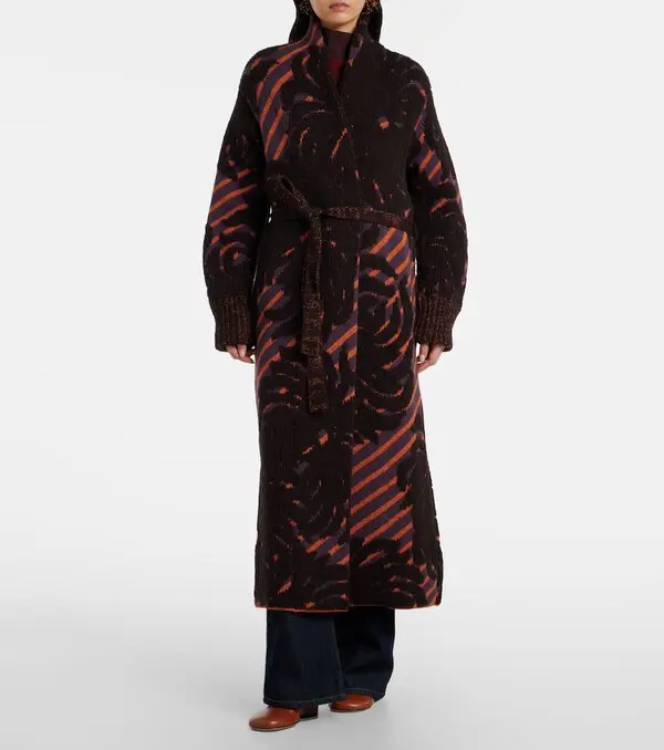 Dries Van Noten Wool And Alpaca-blend Jacquard Wrap Coat