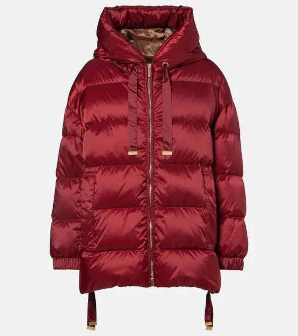 Max Mara Felice Hooded Taffeta Down Jacket - Red