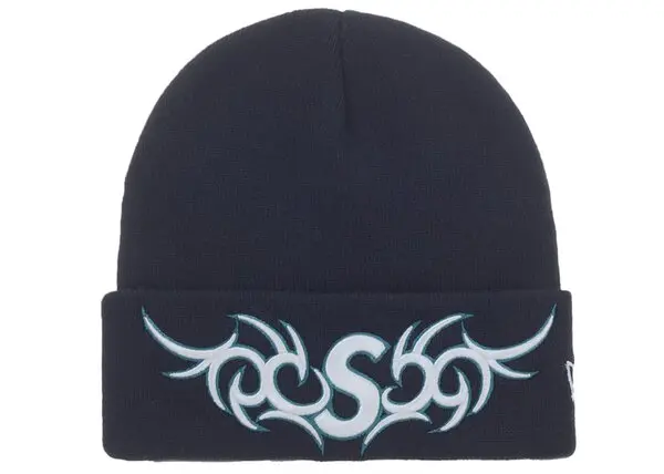 Supreme New Era Tribal S Logo Beanie - Navy Blue