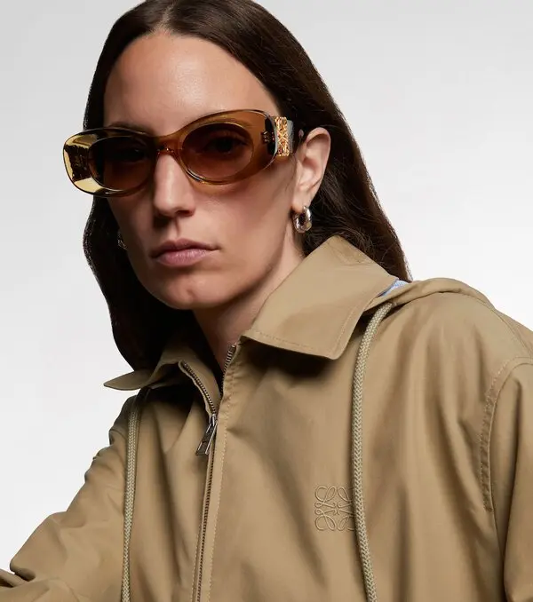 Loewe Anagram Oval Sunglasses - Green
