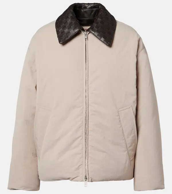 Bottega Veneta Intrecciato Trim Down Jacket - Beige