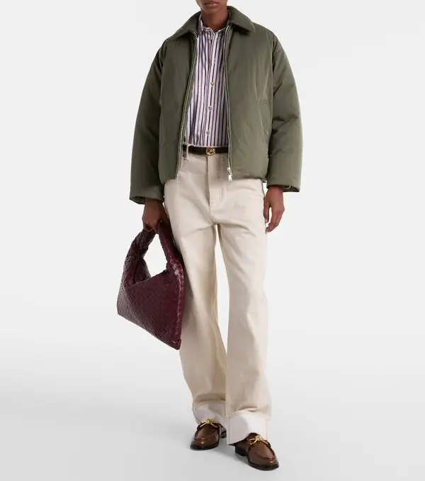 Bottega Veneta Intrecciato Leather-trimmed Down Jacket - Green