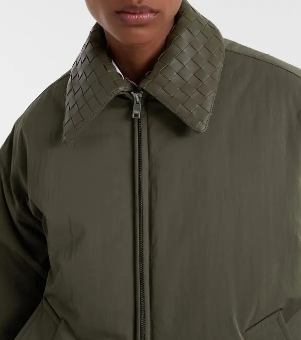 Bottega Veneta Intrecciato Leather-trimmed Down Jacket - Green