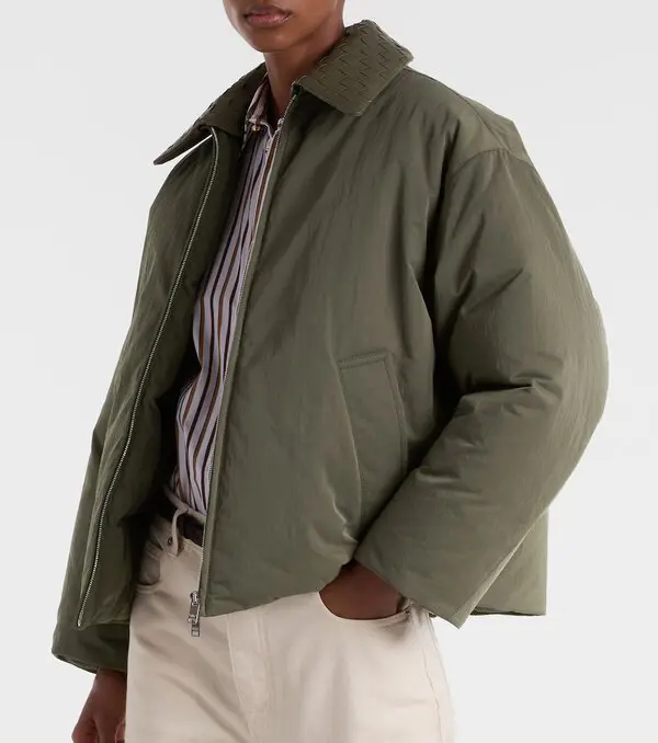 Bottega Veneta Intrecciato Leather-trimmed Down Jacket - Green