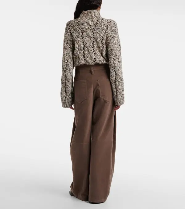 Brunello Cucinelli Pleated High-rise Wide-leg Cotton Pants