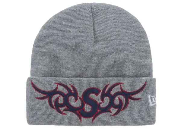 Supreme New Era Tribal S Logo Beanie - Heather Grey