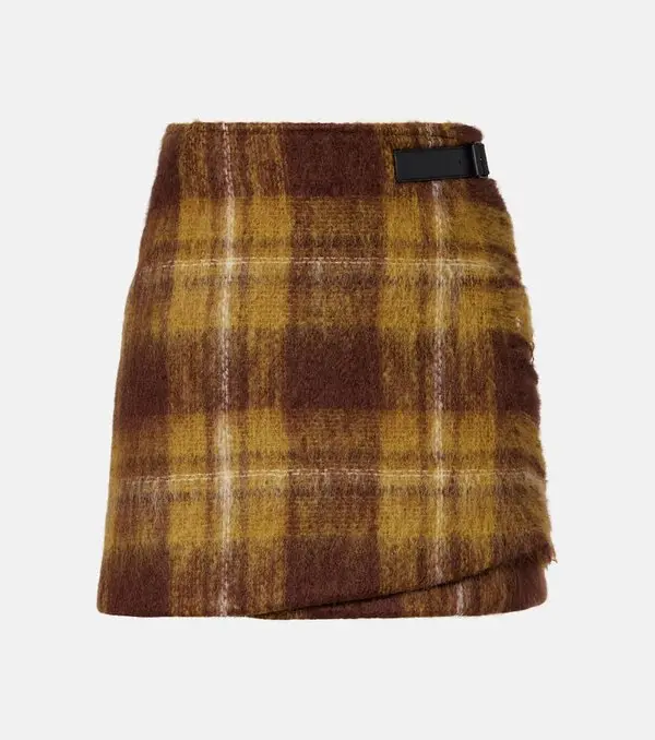 Loewe Checked Mohair And Wool Miniskirt - Yellow