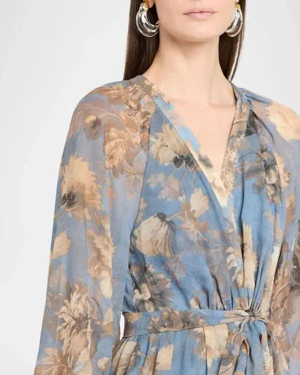 Kobi Halperin Belle Tiered Floral-print Midi Dress - Skyline Multi