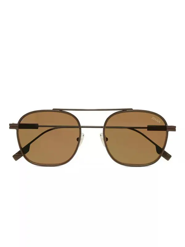 Zegna Square Frame Sunglasses - Brown