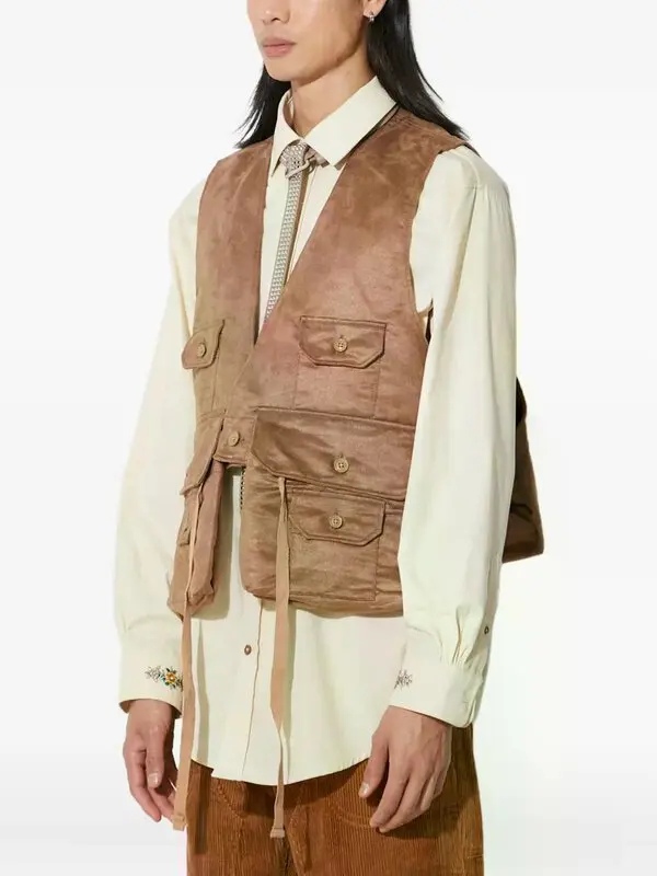 Engineered Garments Buttoned Multi-pocket Gilet - Brown