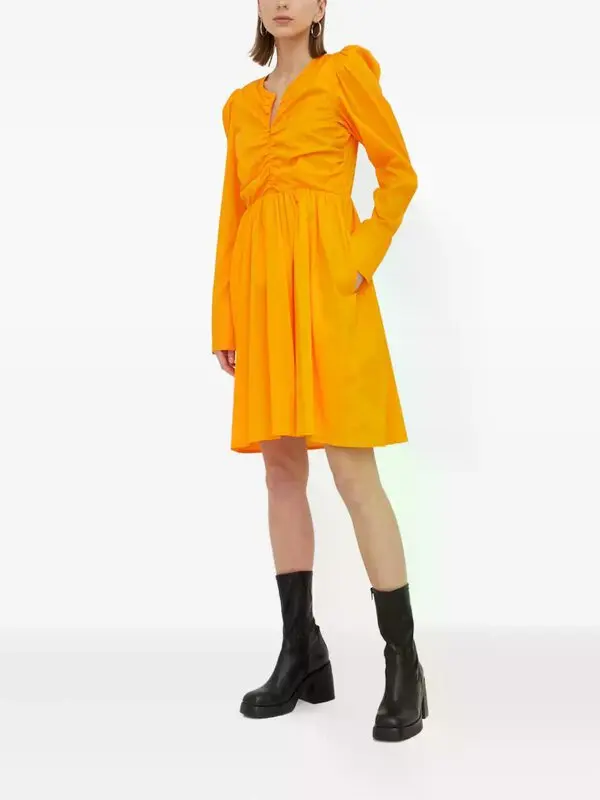 Gestuz Ruched Long-Sleeve Dress - Orange