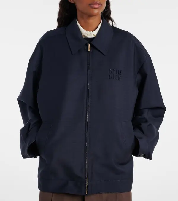 Miu Miu Mohair And Wool Blouson Jacket - Blue
