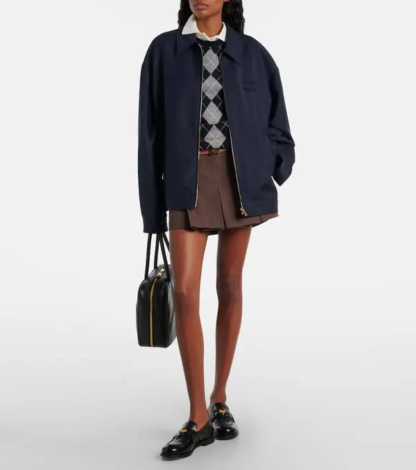 Miu Miu Mohair And Wool Blouson Jacket - Blue