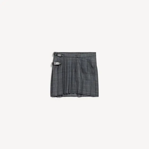 Balenciaga Pleated Mini Skirt With Leather Belt Detail