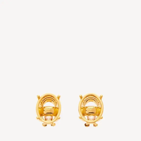 Balenciaga Frame Oval Earrings - Gold