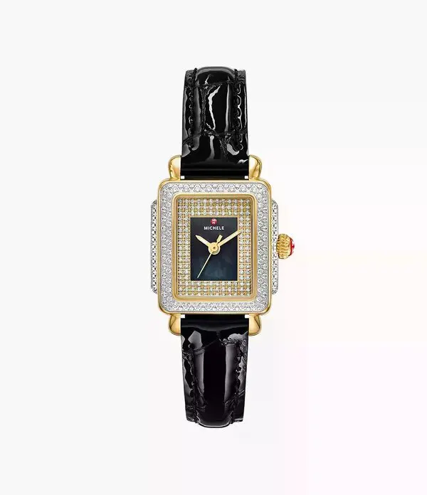Michele Deco Madison Mini Diamond Pavé Dial Watch - Black