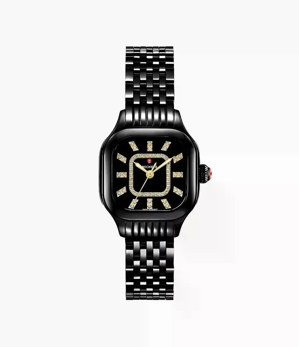 Michele Meggie Three-hand Diamond Watch - Black