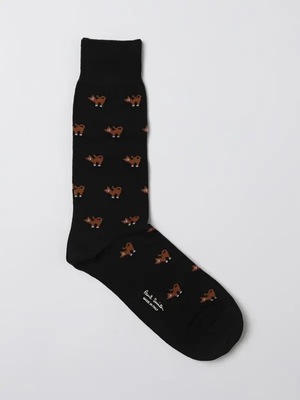 Paul Smith Patterned Crew Socks - Black