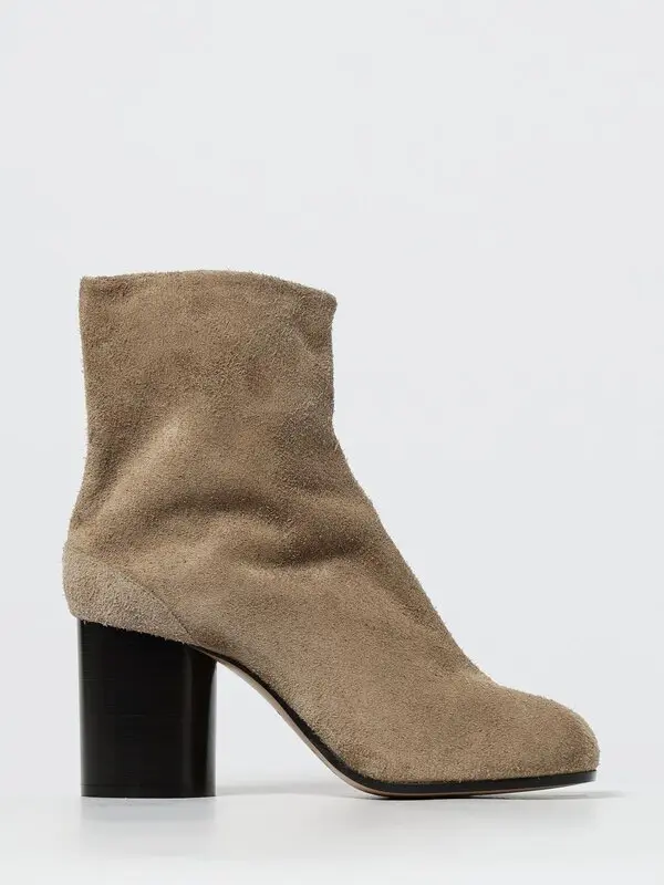 MAISON MARGIELA Suede Ankle Boots With Block Heel - Beige