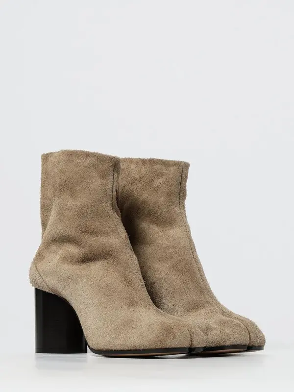 MAISON MARGIELA Suede Ankle Boots With Block Heel - Beige