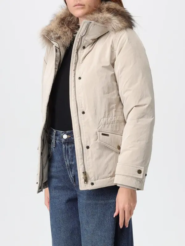 Woolrich Parka With Fur Hood - Beige