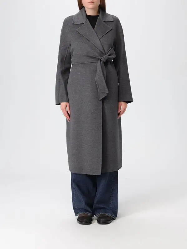 Max Mara Tie Detailed Coat - Grey